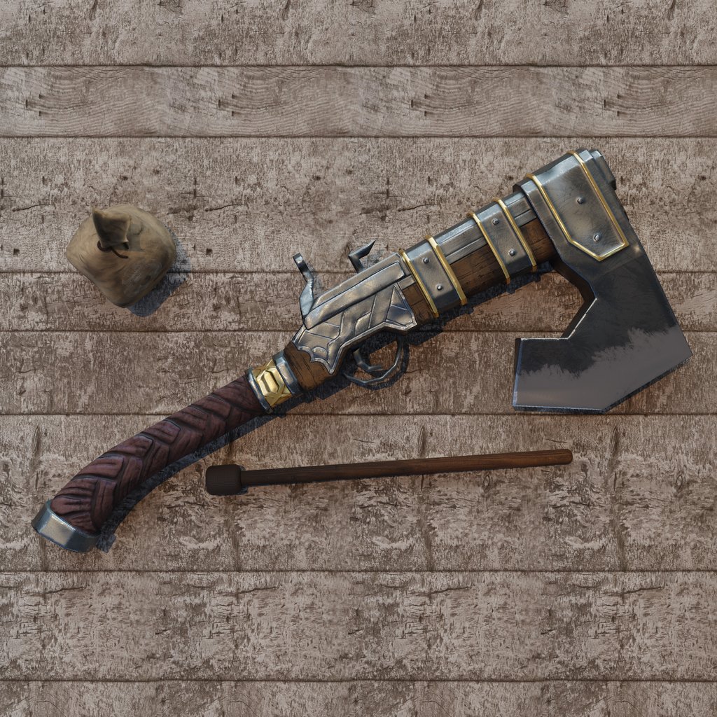 AxeGun | Sci-Fi Weapons models | BlenderKit