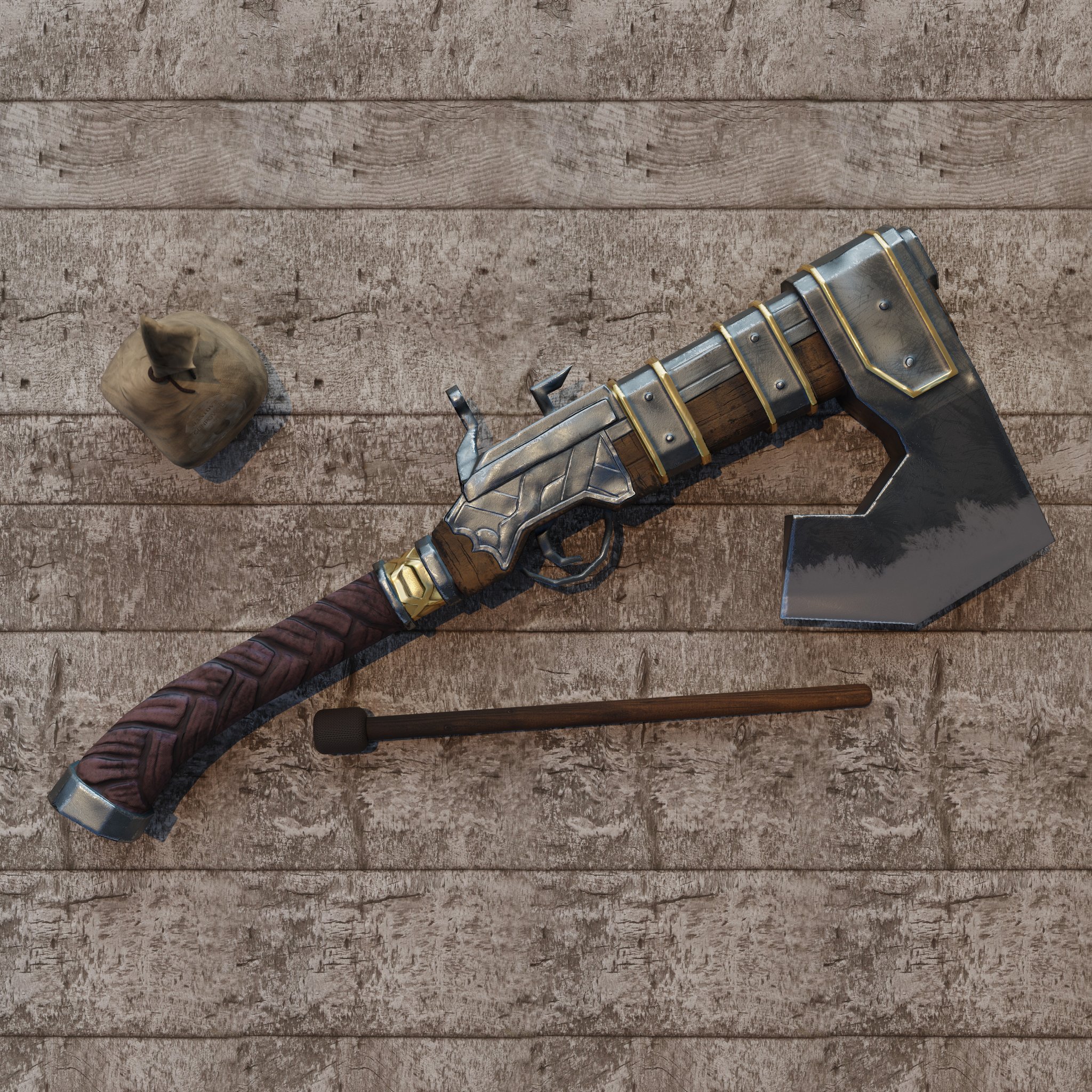 AxeGun | Sci-Fi Weapons models | BlenderKit