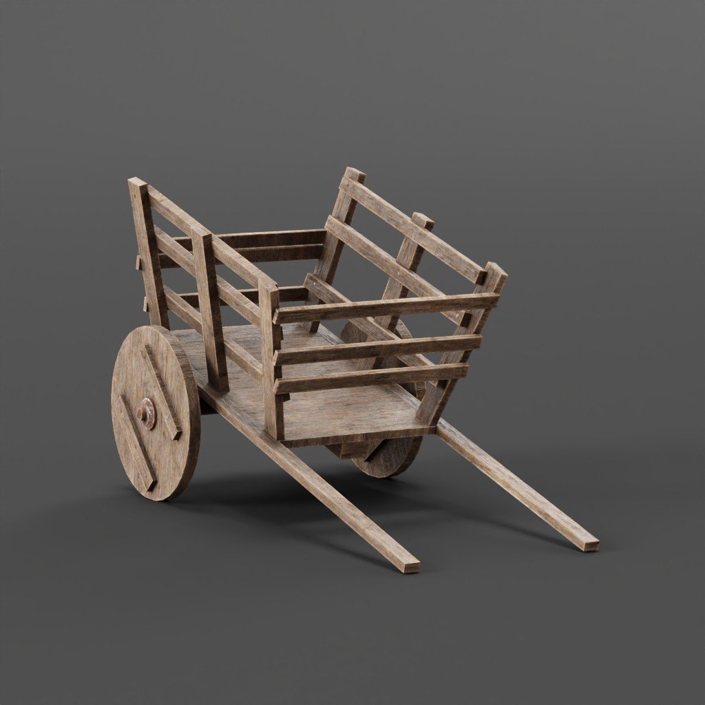 Wooden cart small | Industrial Vehicles models | BlenderKit