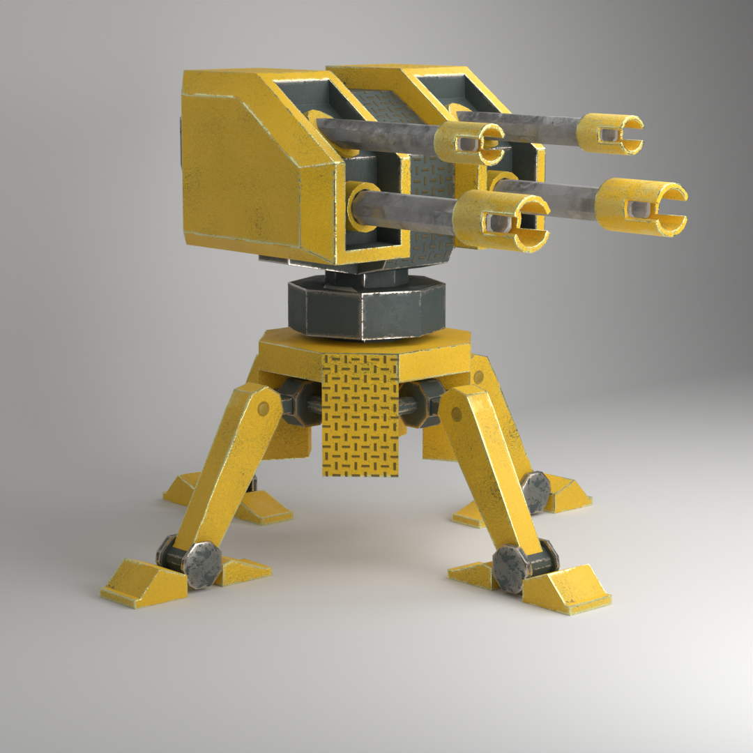 Scifi Low Poly Defence Turret | Sci-Fi Weapons models | BlenderKit