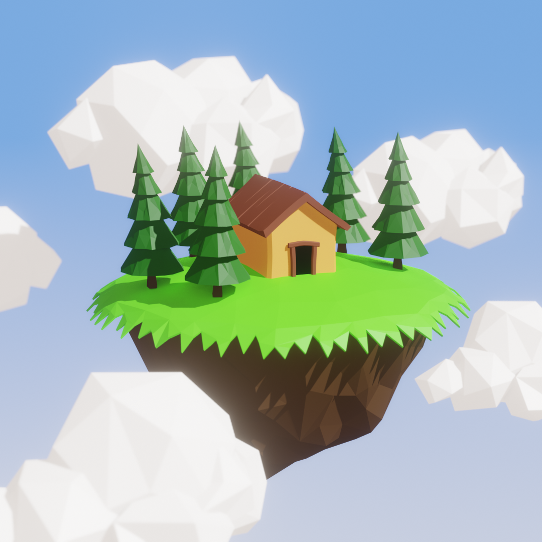 Cartoon house in the sky | Cartoon scenes | BlenderKit