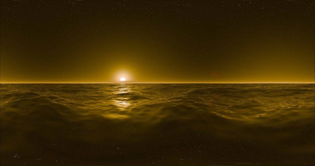 Golden Night Sea | Water Environments HDRis | BlenderKit