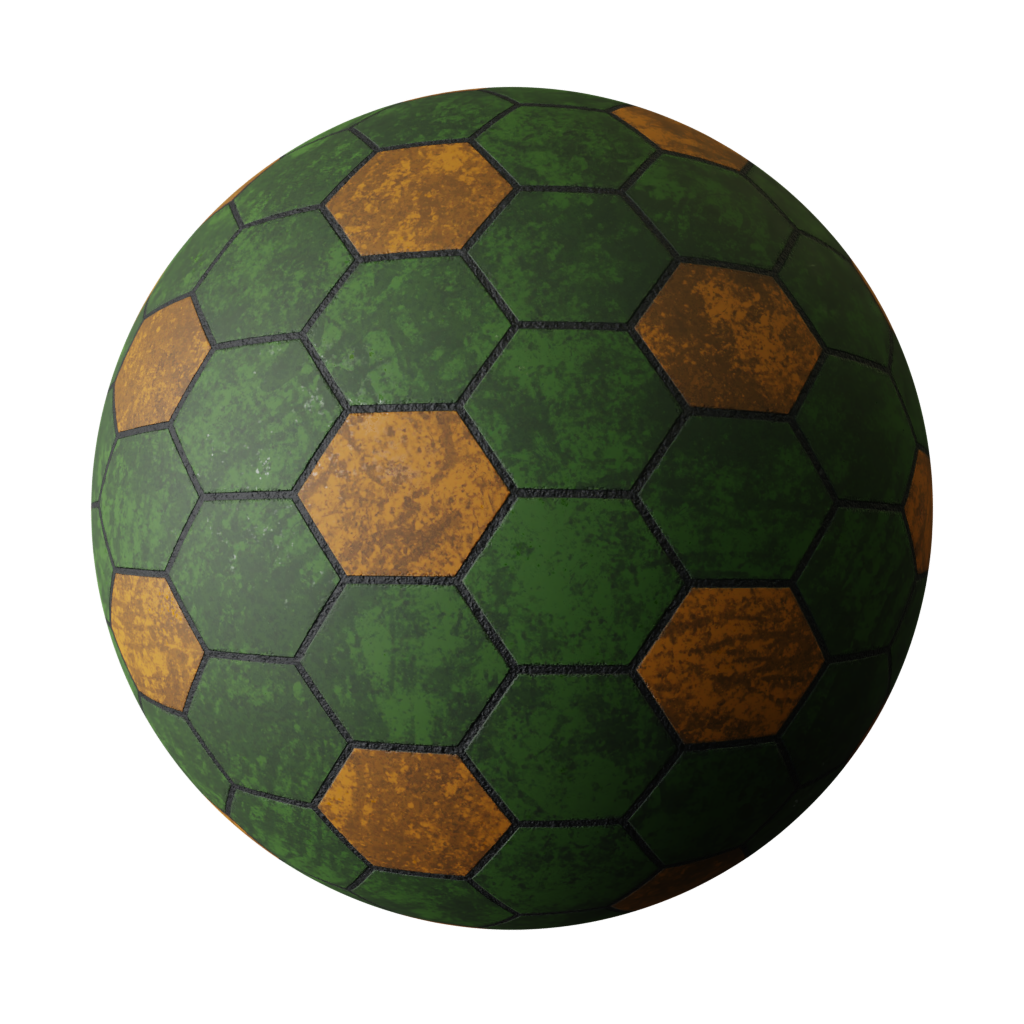 Hexa checker green and yellow | FREE tiles materials | BlenderKit
