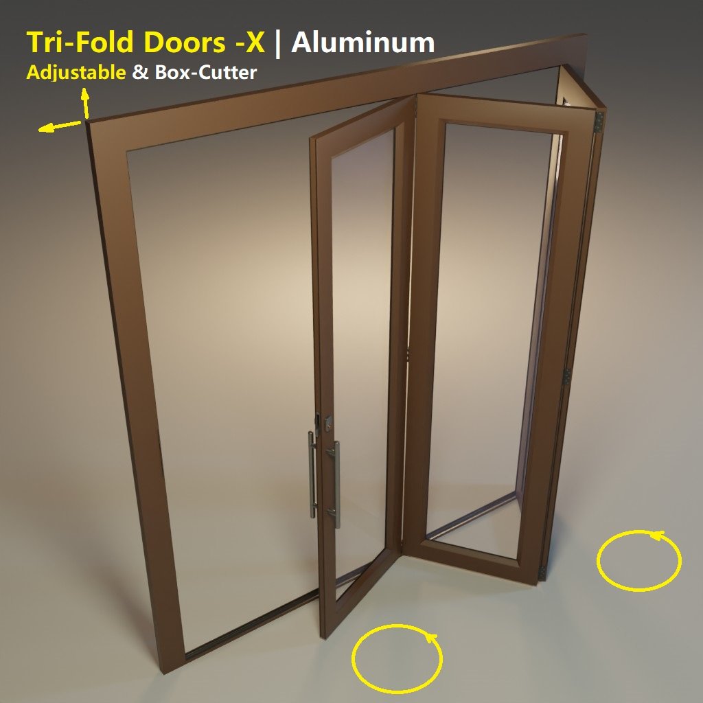 Tri-Fold Doors Adjustable | Doors models | BlenderKit