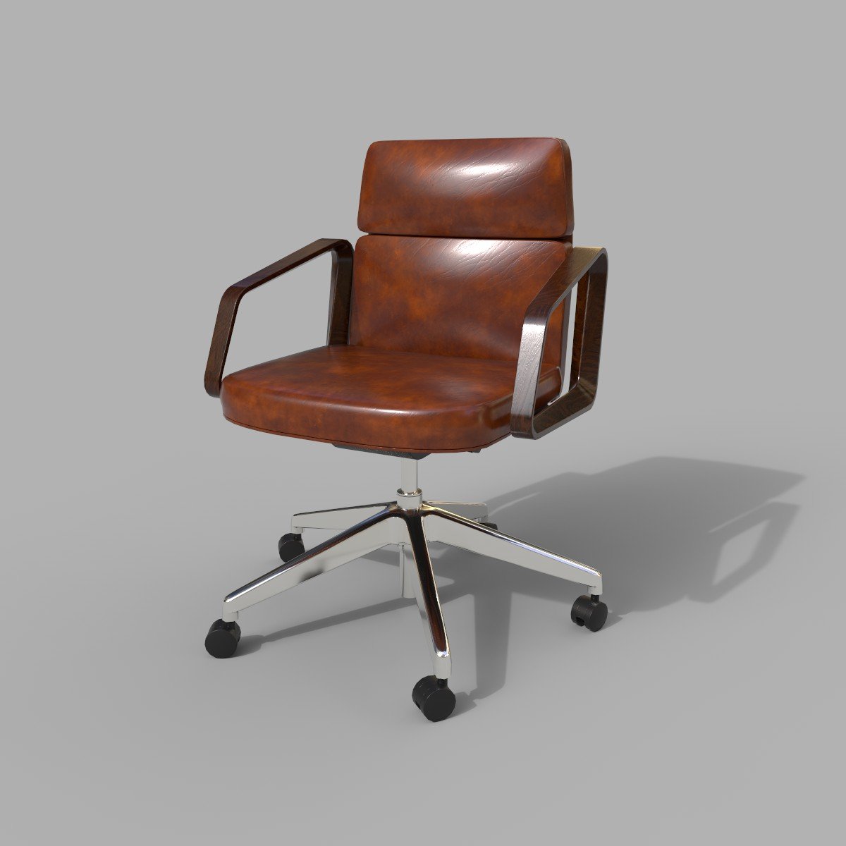 LAS Lead Low Chair Brown Leather | Desk Chairs models | BlenderKit