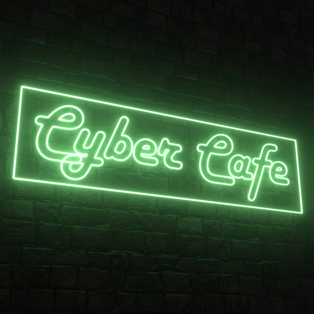 Neon Sign - Cyber Cafe | FREE Signs models | BlenderKit