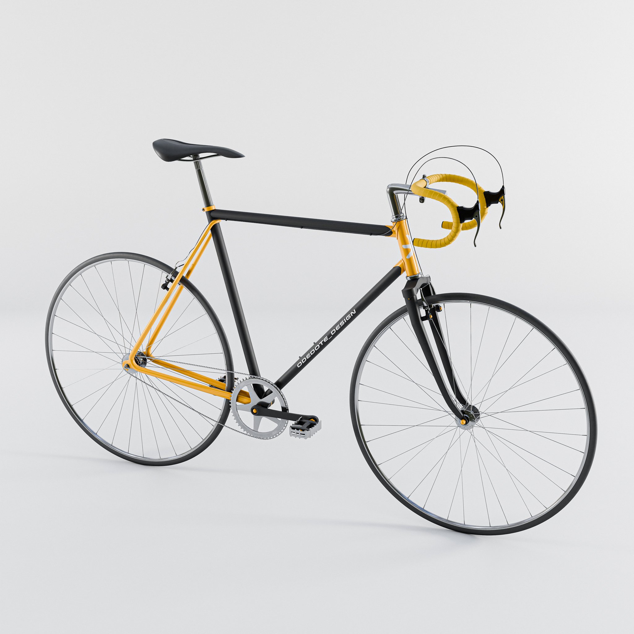 Vintage black nad yellow bike | Bicycle models | BlenderKit
