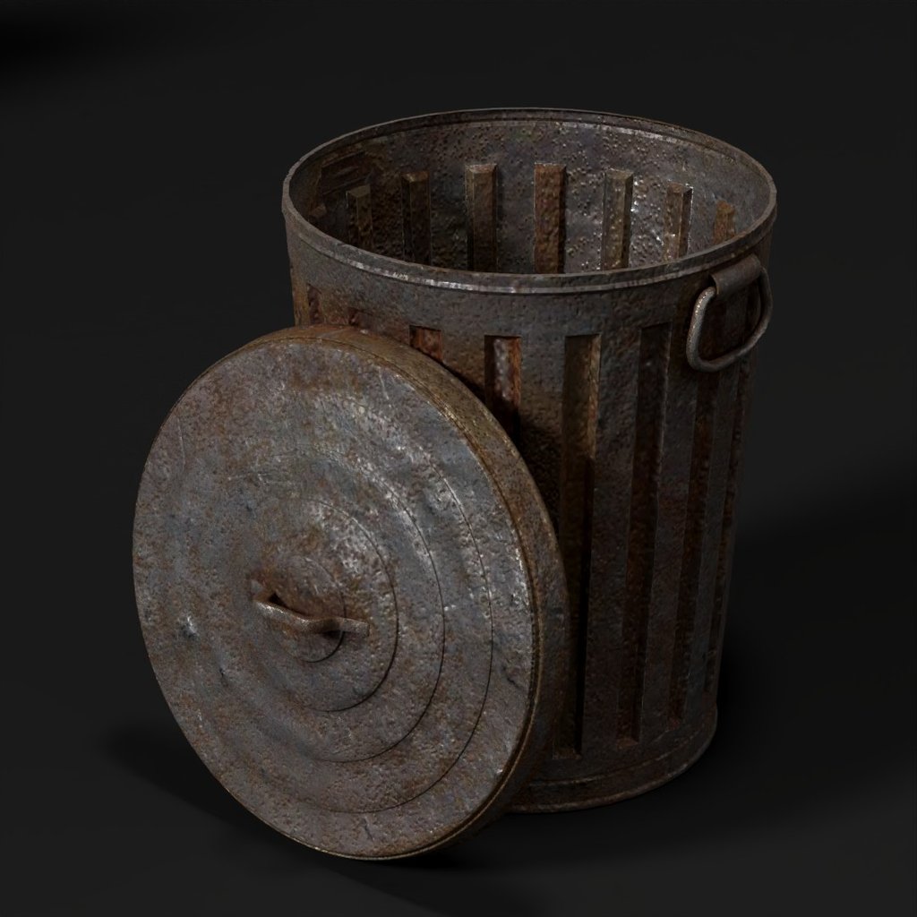 BlenderKit | Download the FREE Rusted trash can model