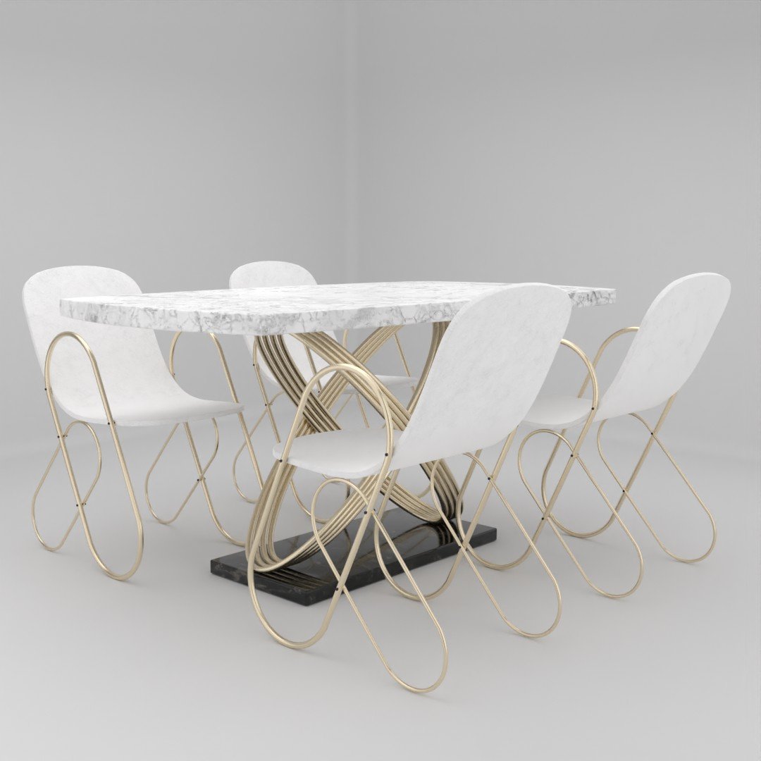 Brass Rings Dining Table Set | Chair-table Sets models | BlenderKit