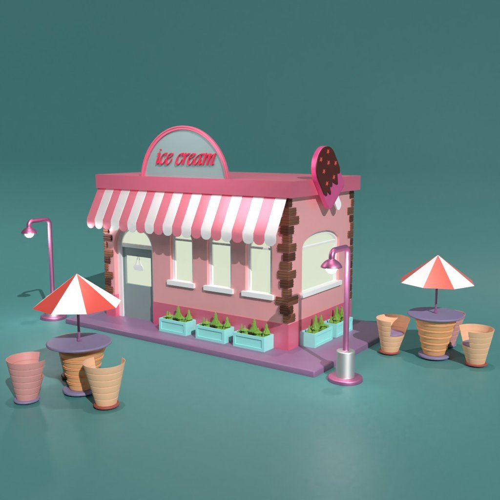 Ice cream shop | Commercial Buildings models | BlenderKit