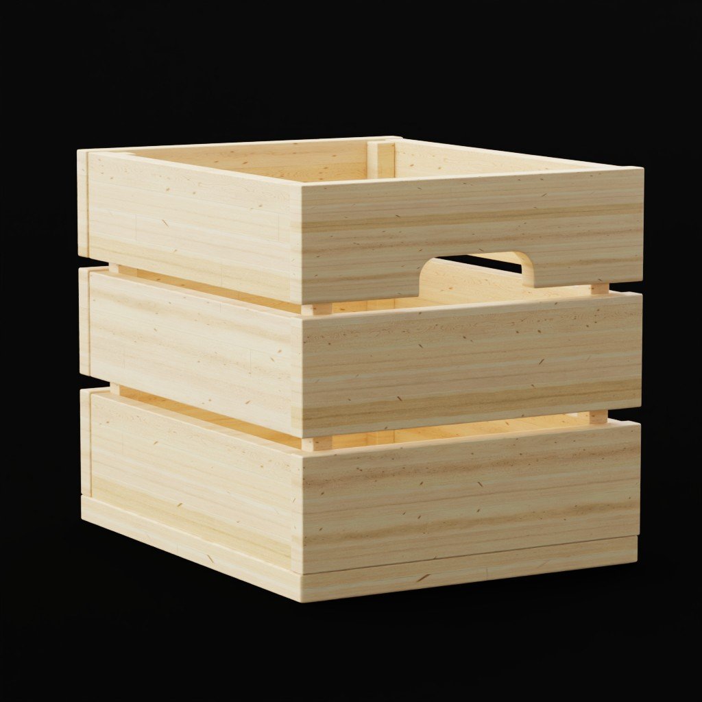 Wooden Crate 3 Layers | Kitchen Storage Spaces models | BlenderKit