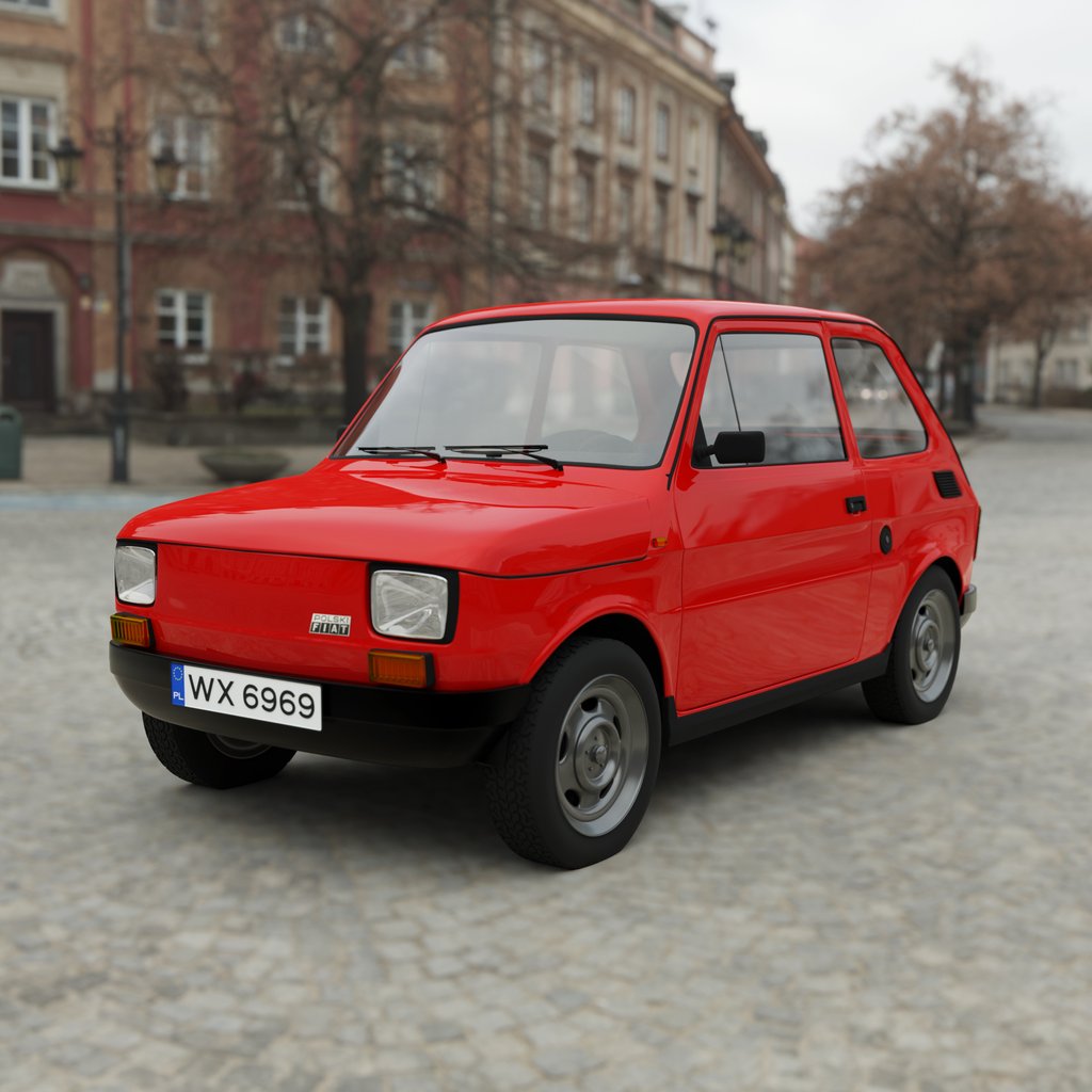 BlenderKit | Download the FREE Fiat 126p "Maluch" (Rigicar rig ready) model