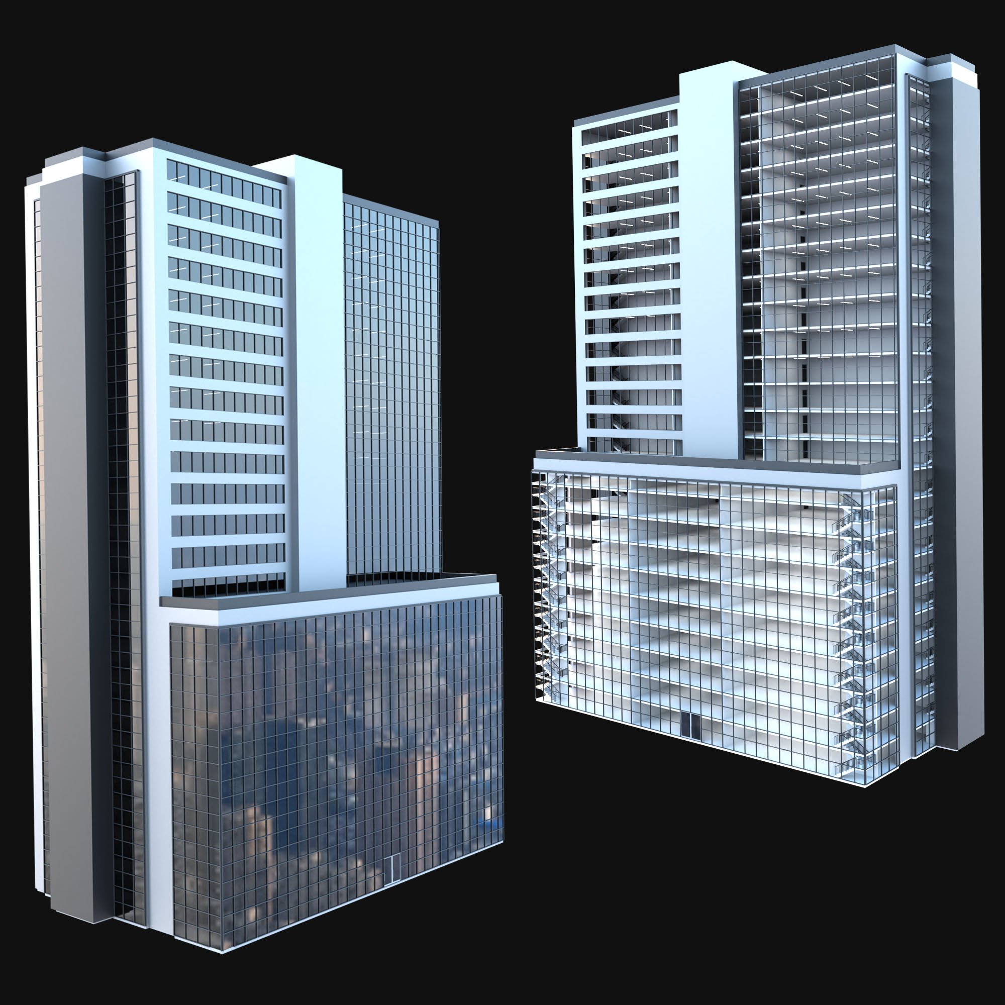 Building Modern Glass Tower Sixteen | Commercial Buildings models ...