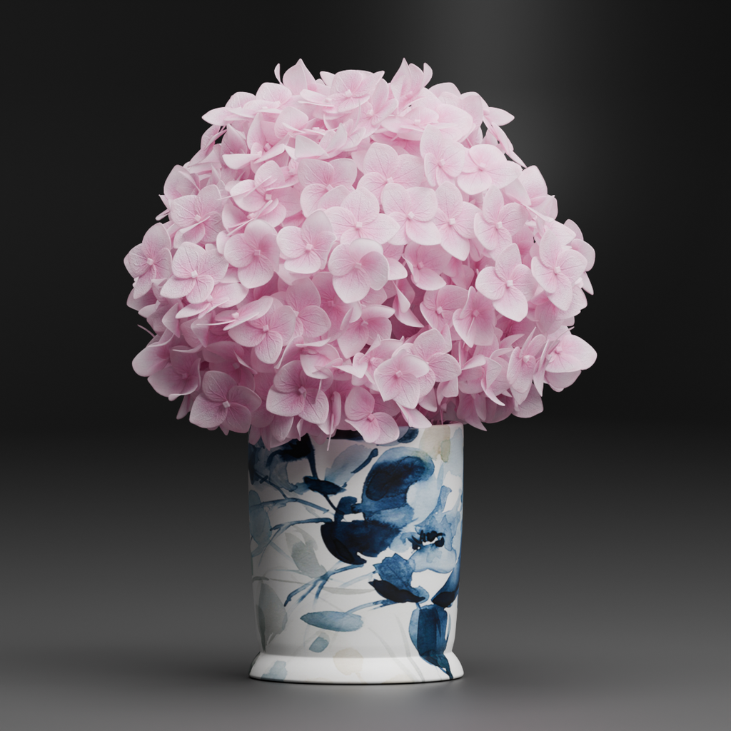 Pink Hydrangea in Floral Ceramic Vase | Vases models | BlenderKit