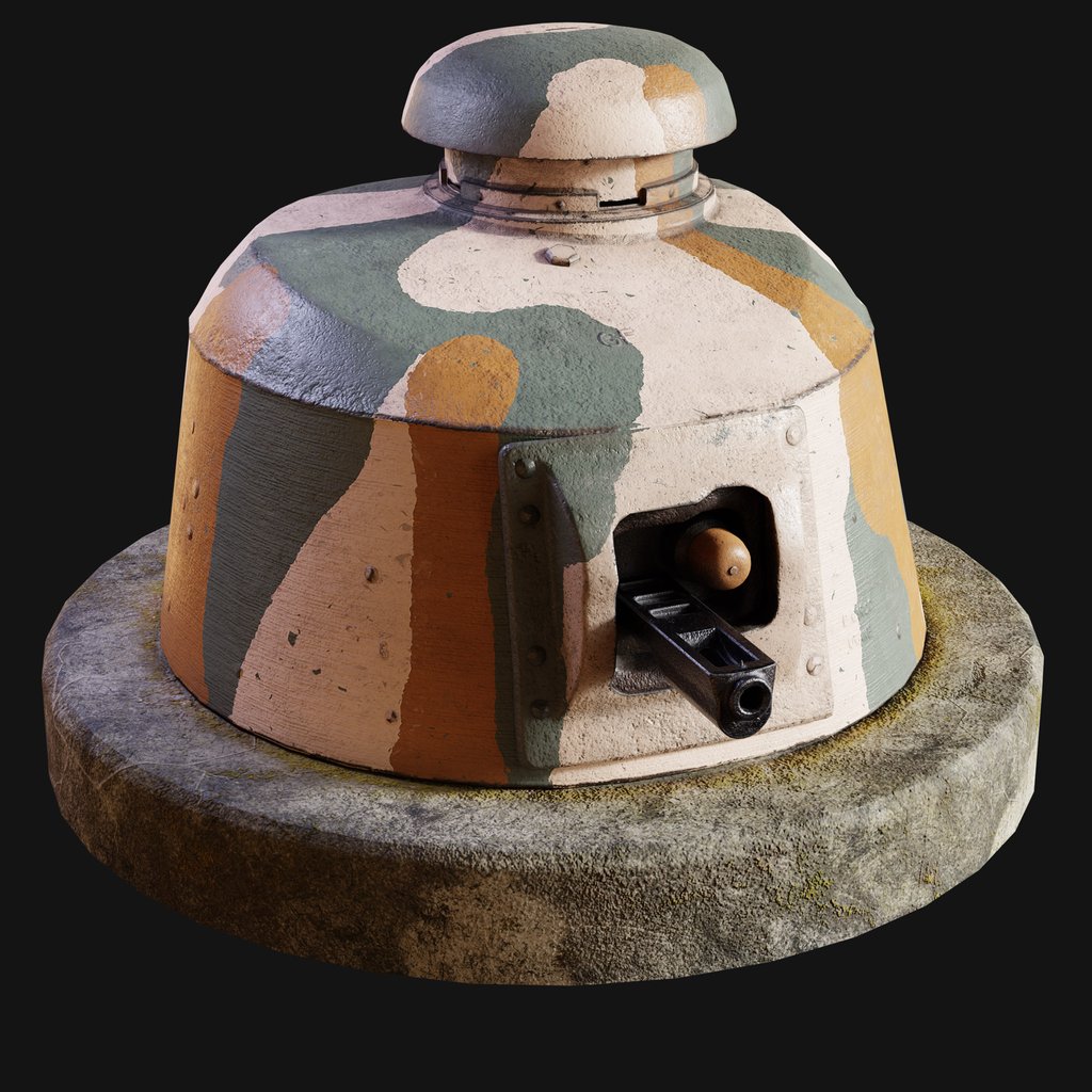 FT-17 Buried Tank Turret Camo | Historical Weapons models | BlenderKit