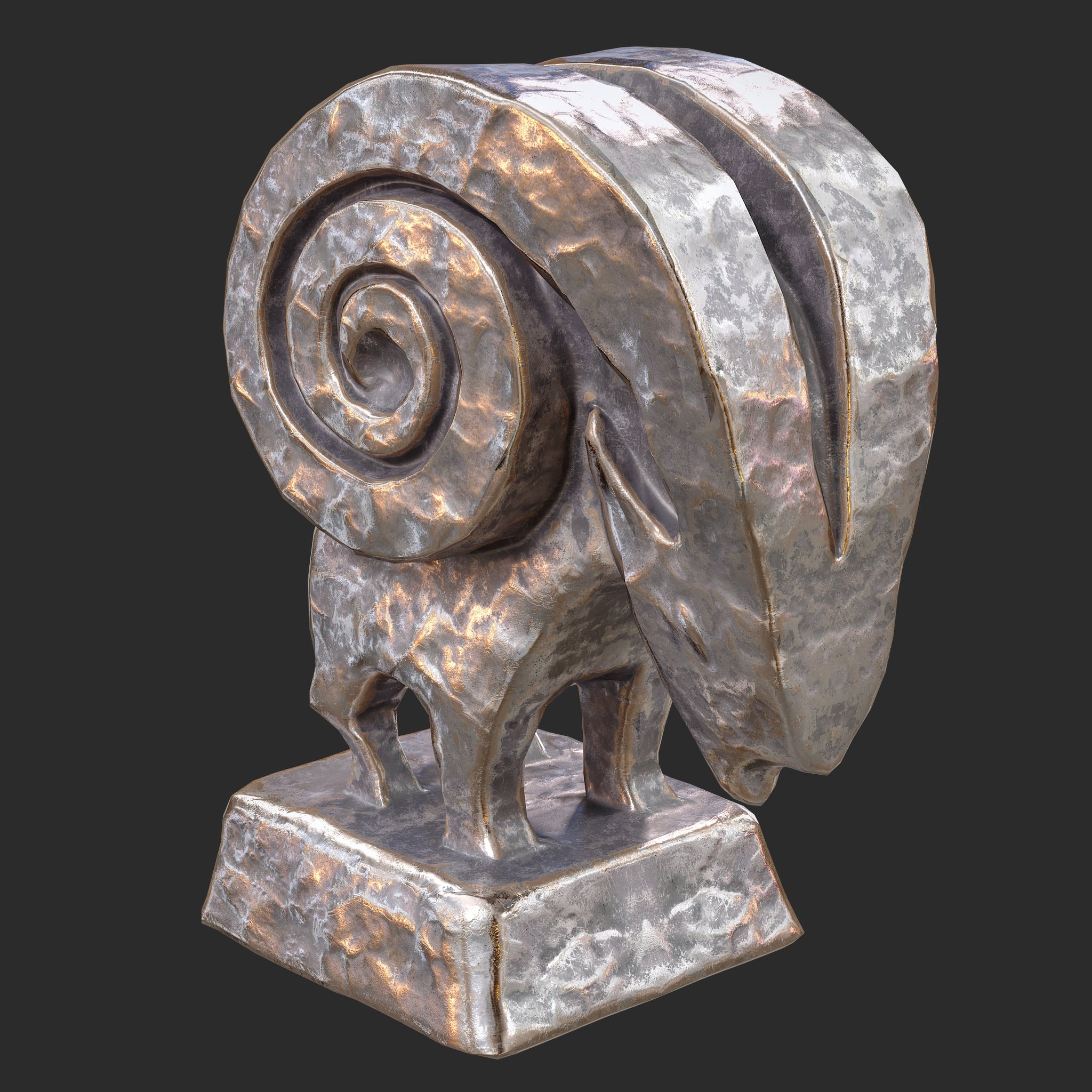 Ram abstract steel statue | Interior Sculptures models | BlenderKit