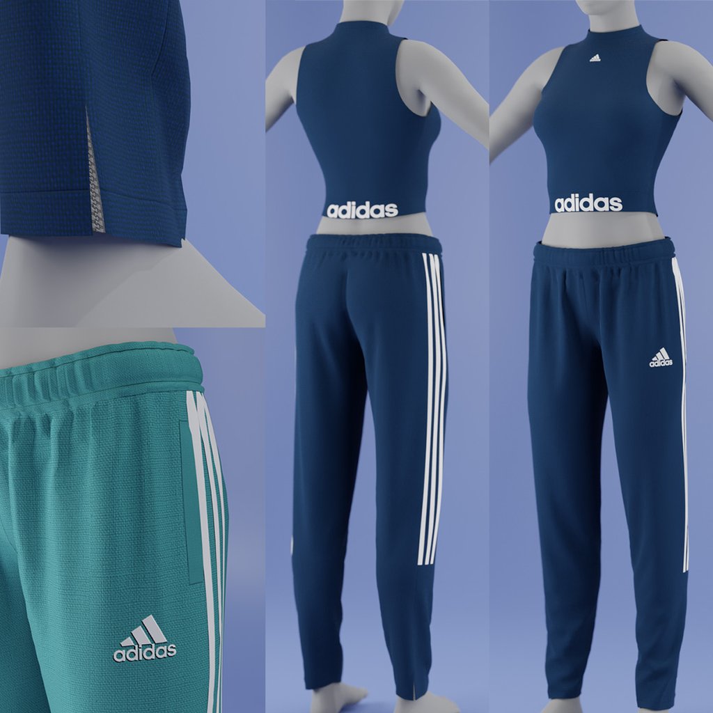 Female Adidas Sport Set | Women Clothing models | BlenderKit