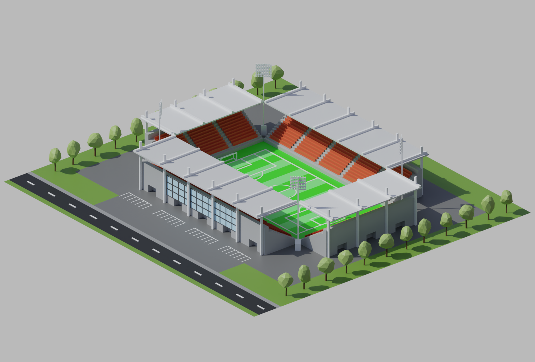 BlenderKit 3D model: Low poly stadium level 3 in category Architecture ...