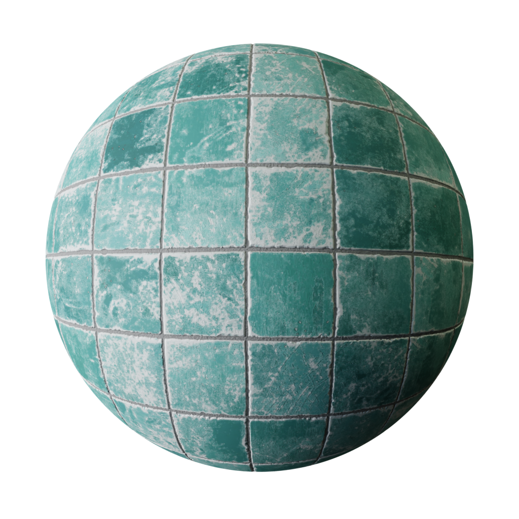 Hand painted teal tiles | FREE tiles materials | BlenderKit