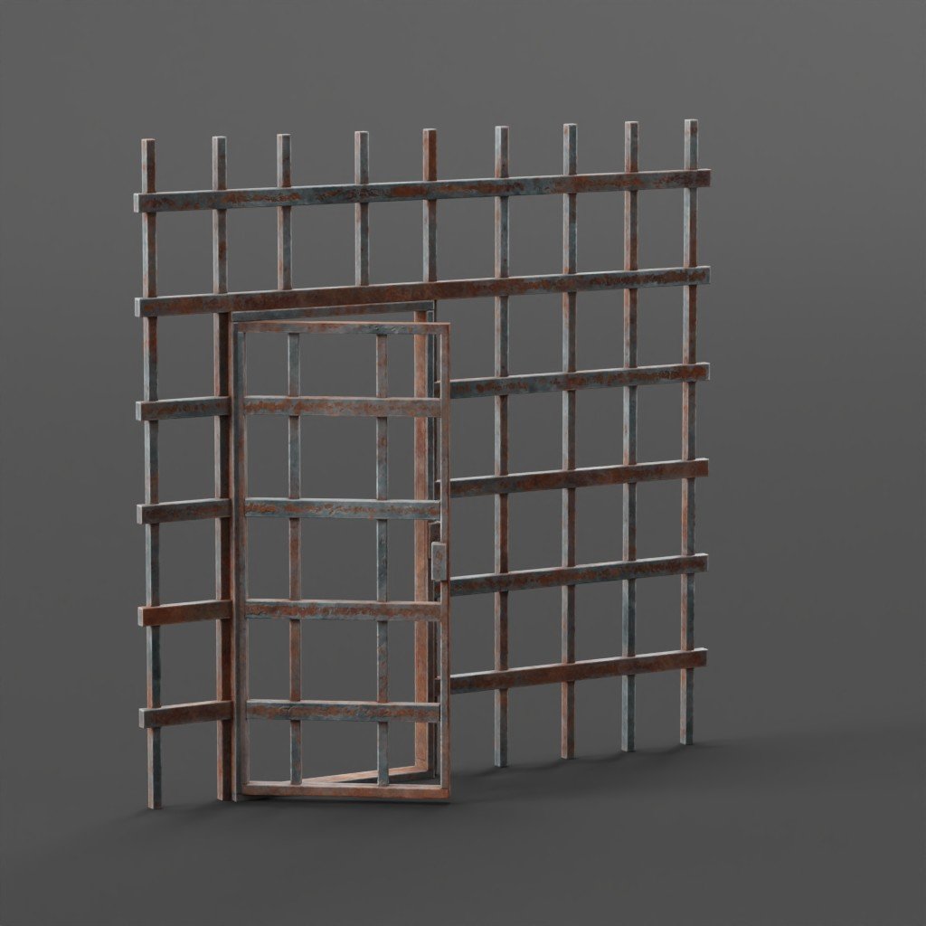 Prison bars with doors | Architectural Structures models | BlenderKit