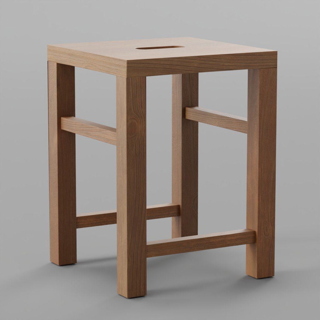 wooden stool | FREE Chairs models | BlenderKit