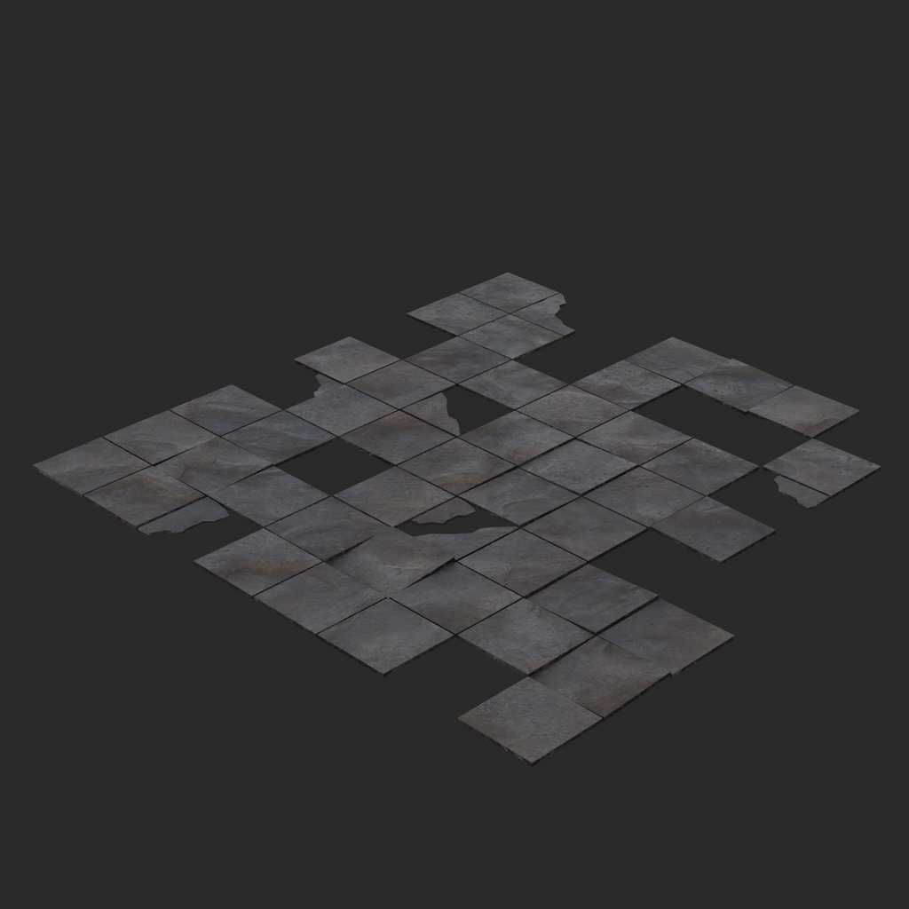 Broken old stone tiles | Exterior Elements models | BlenderKit