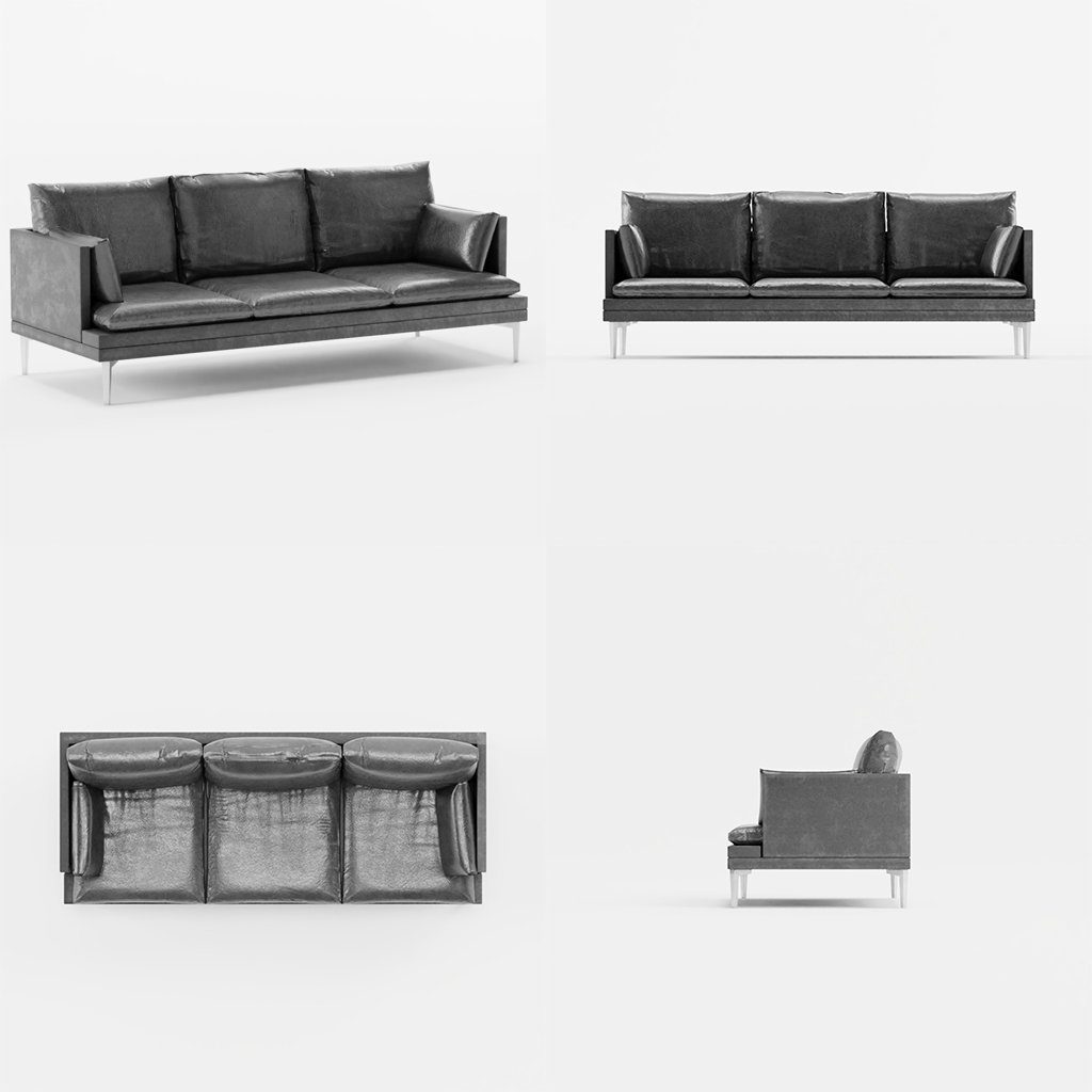 Black Leather Sofa | FREE Sofas models | BlenderKit