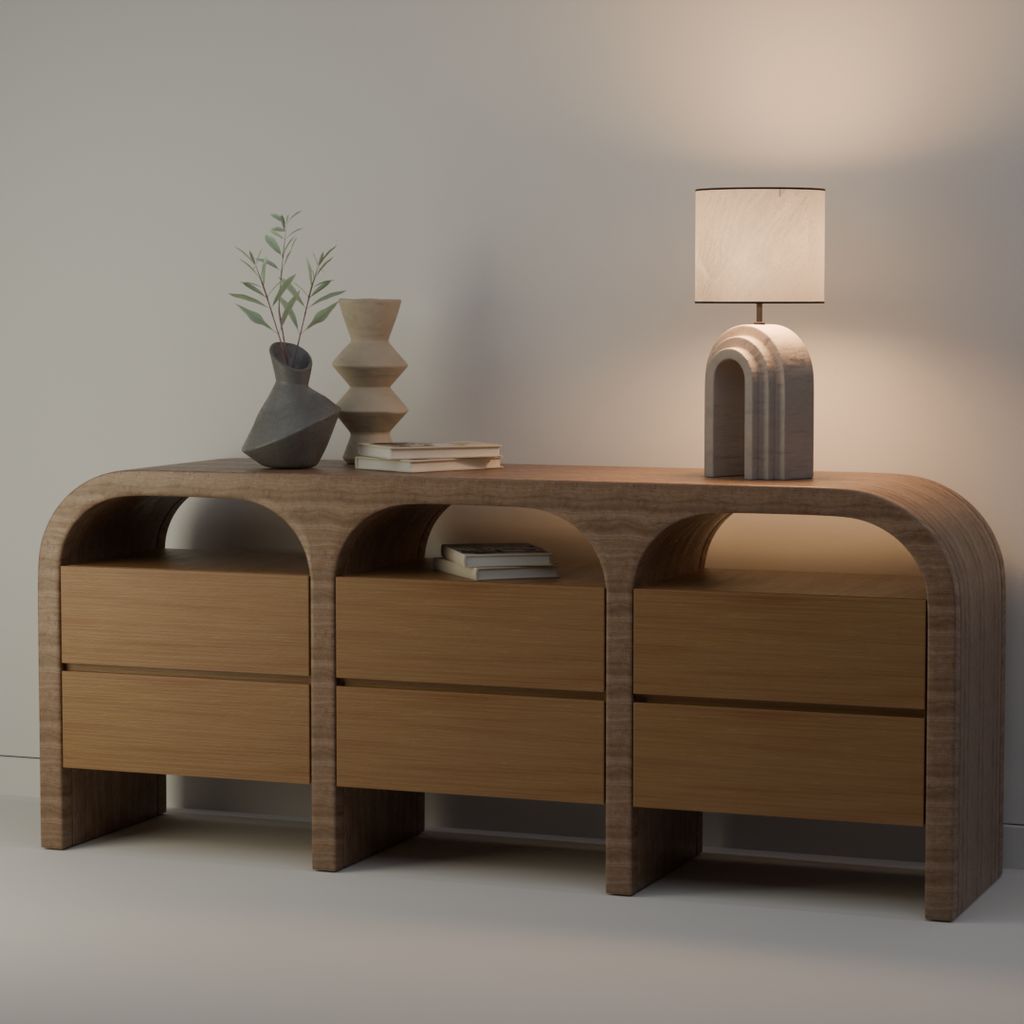 Console Table Rounded Travertine | Consoles models | BlenderKit
