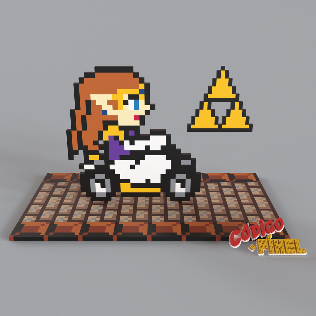 SMK075 - Super Pixel Kart Princess Zelda | 3D Sculpture models | BlenderKit