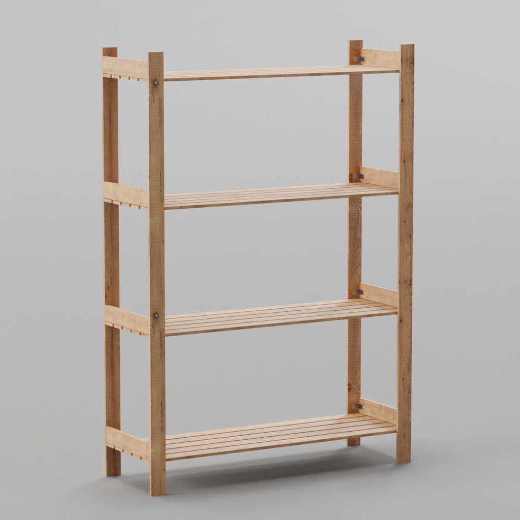 Wooden shelf | FREE 3D Storage models | BlenderKit