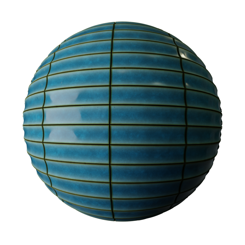 Japanese Glossy Tile Blue 60×240mm | FREE tiles materials | BlenderKit