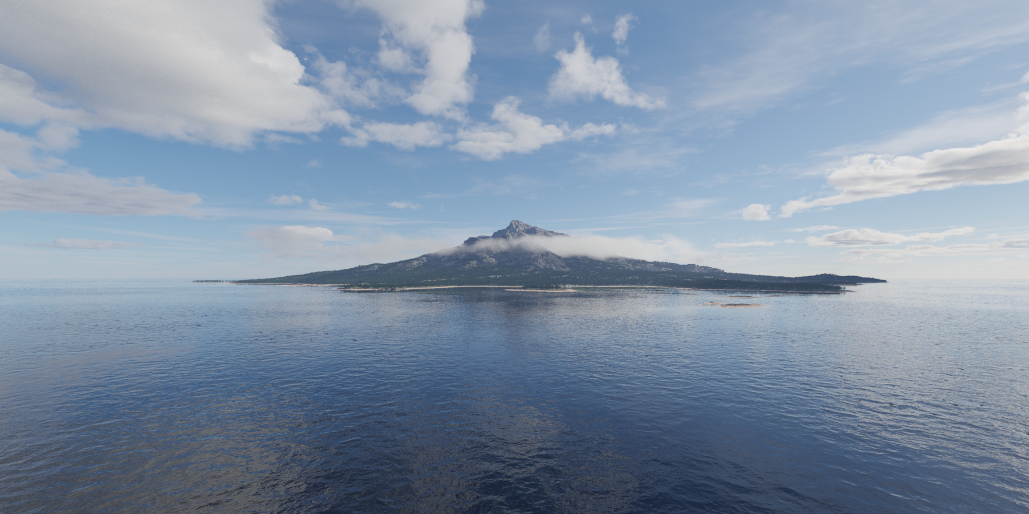 Island on the Ocean Cloudy Sky | Landscapes HDRis | BlenderKit