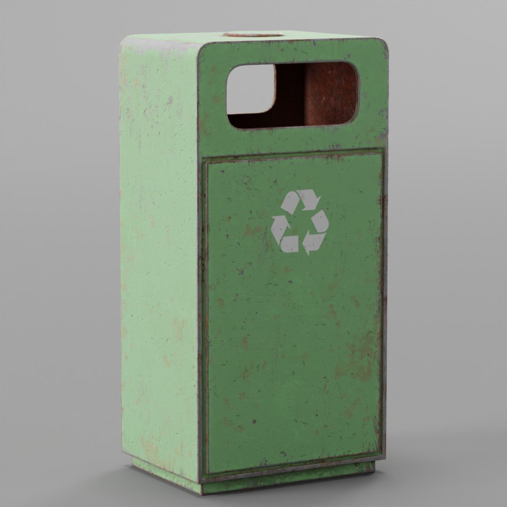 Street trash can 3 | Exterior Elements models | BlenderKit