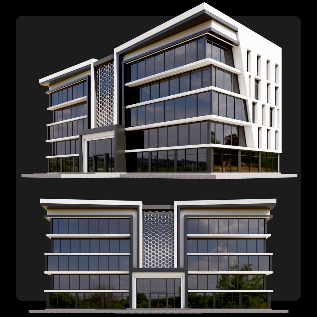 Modern Office Building | Commercial Buildings models | BlenderKit