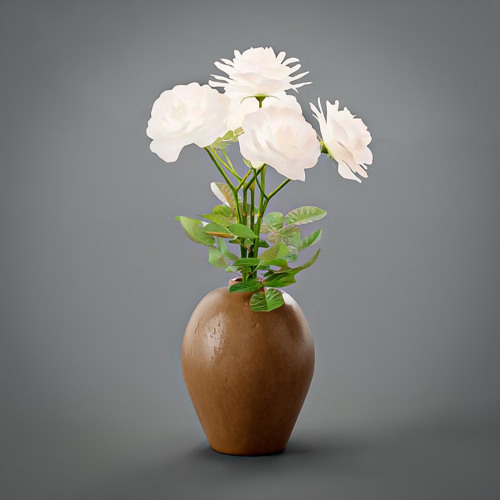 White Roses in Vase | Bouquets models | BlenderKit