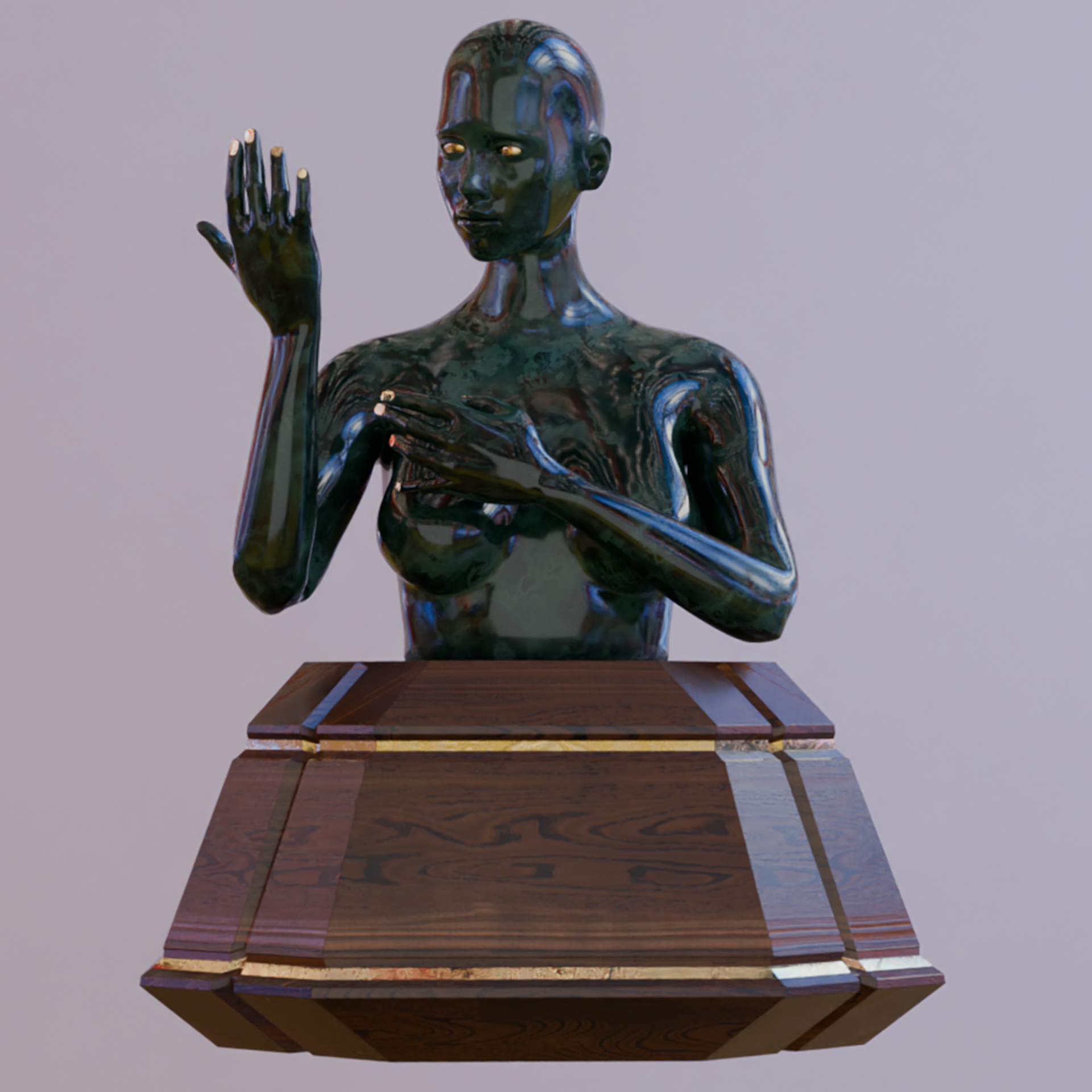 Green and gold bust for jewelry modeling | FREE Interior Decorations ...