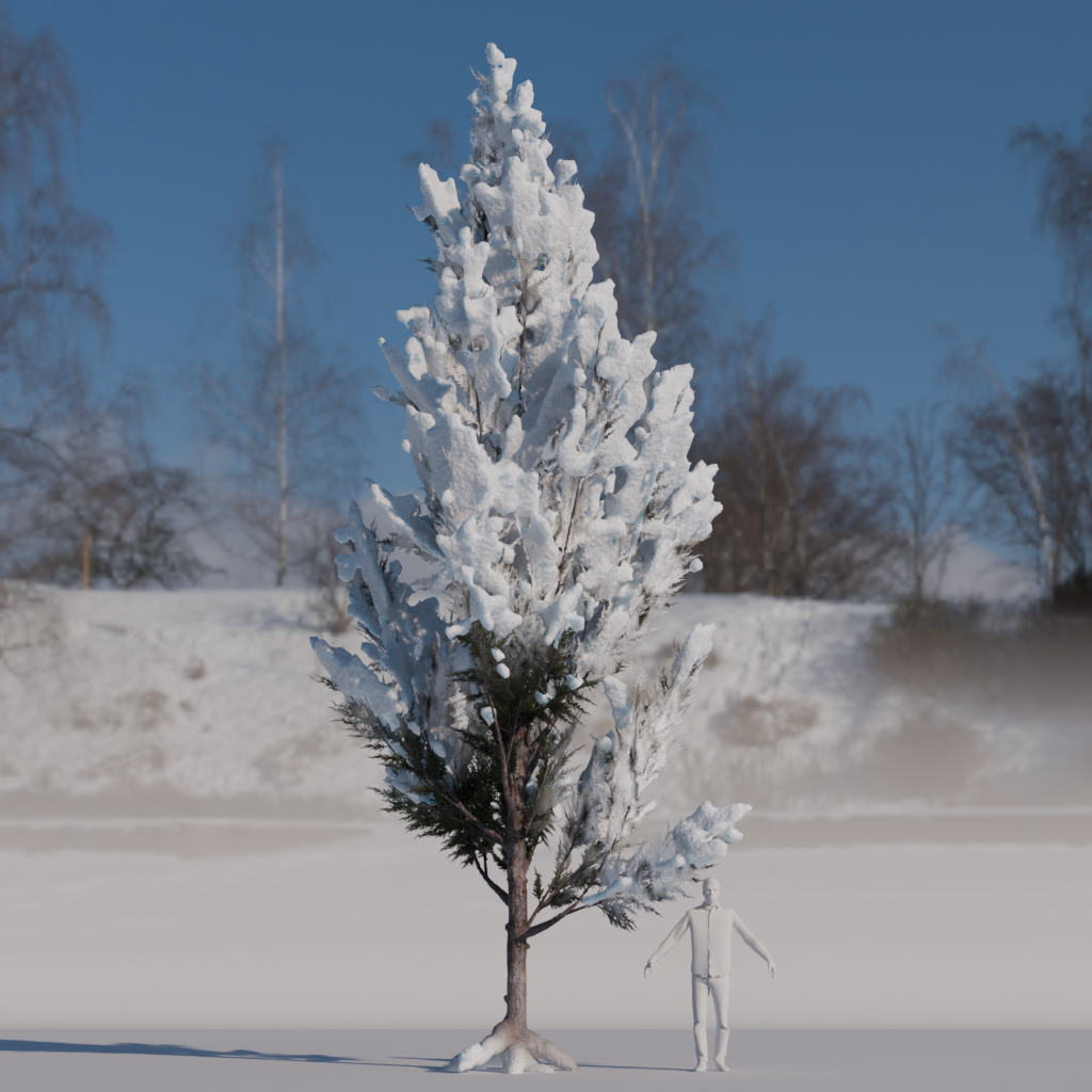 Snow Pine Low Poly | Trees models | BlenderKit