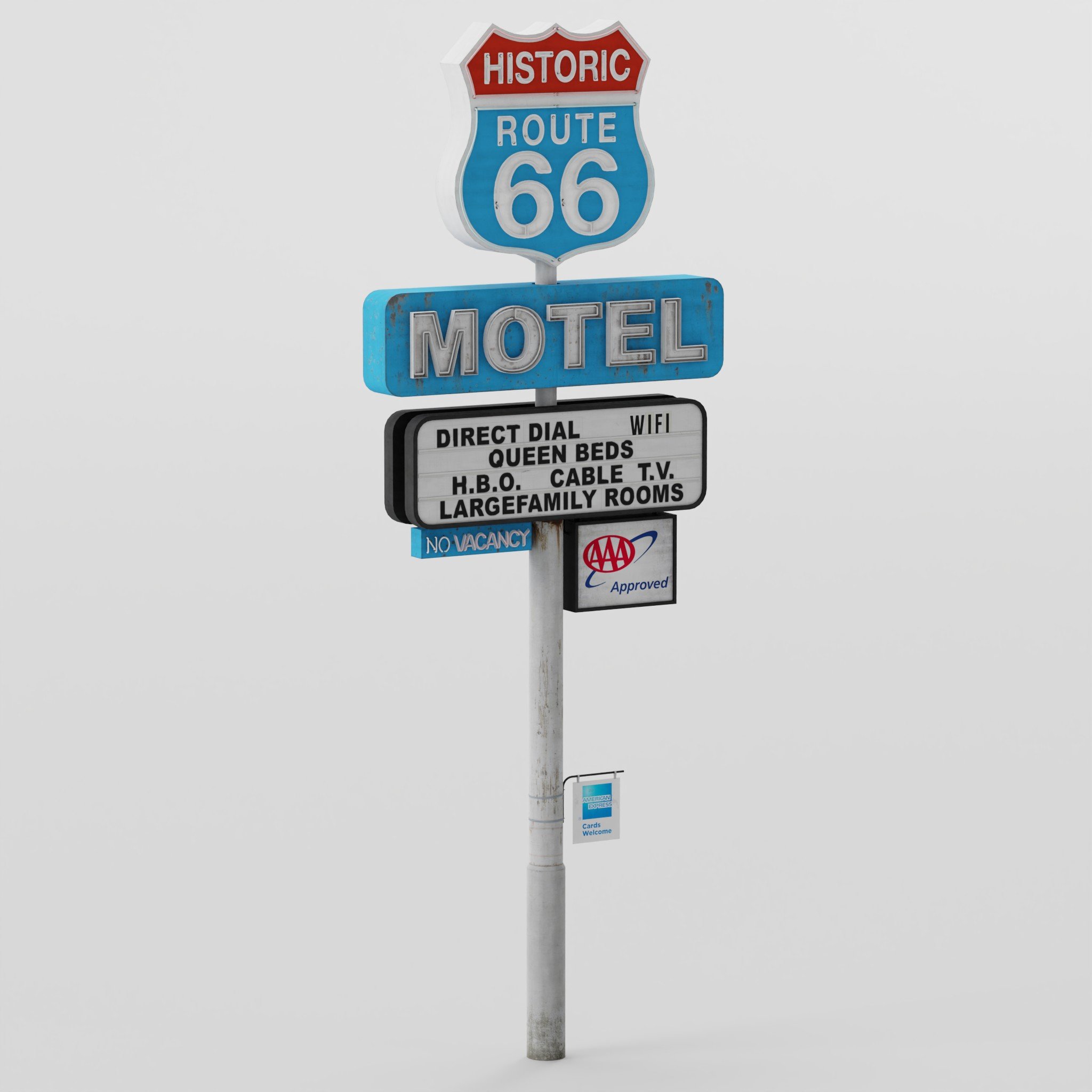 Route 66 Motel Sign | Urban Environment models | BlenderKit