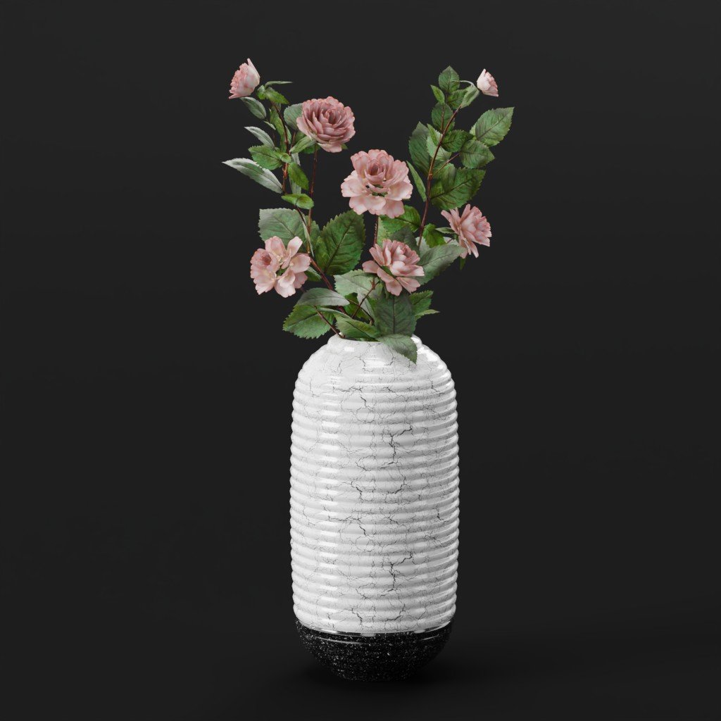 Pink Bloom Ceramic Vase | Indoor Plants models | BlenderKit