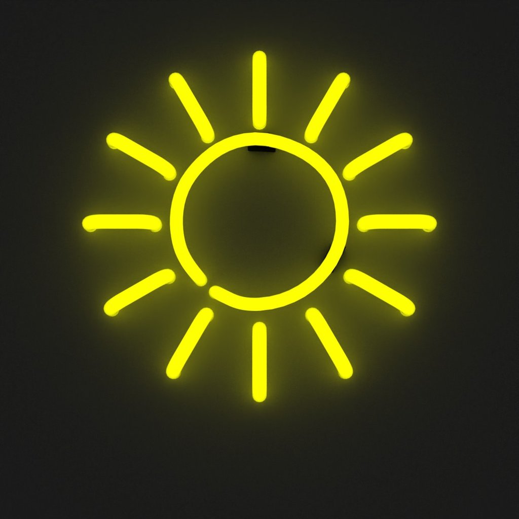 Sunray Yellow Neon Light Sign | Wall Light models | BlenderKit