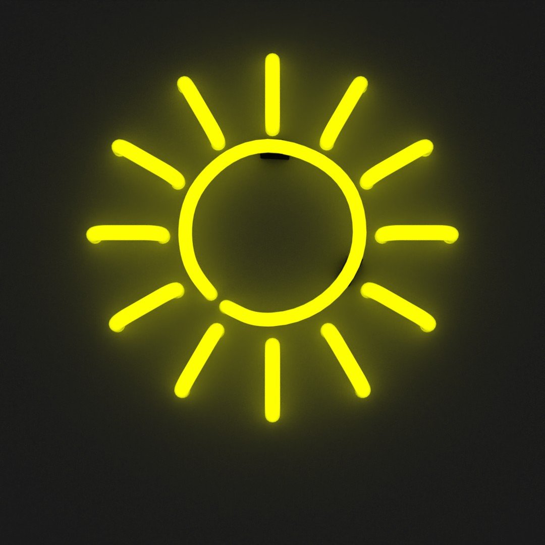 Sunray Yellow Neon Light Sign | Wall Light models | BlenderKit