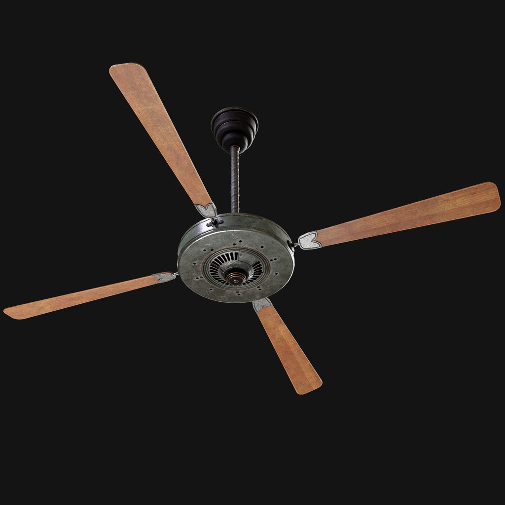 Antique 1908 Ceiling Fan Austere | Interior Design models | BlenderKit