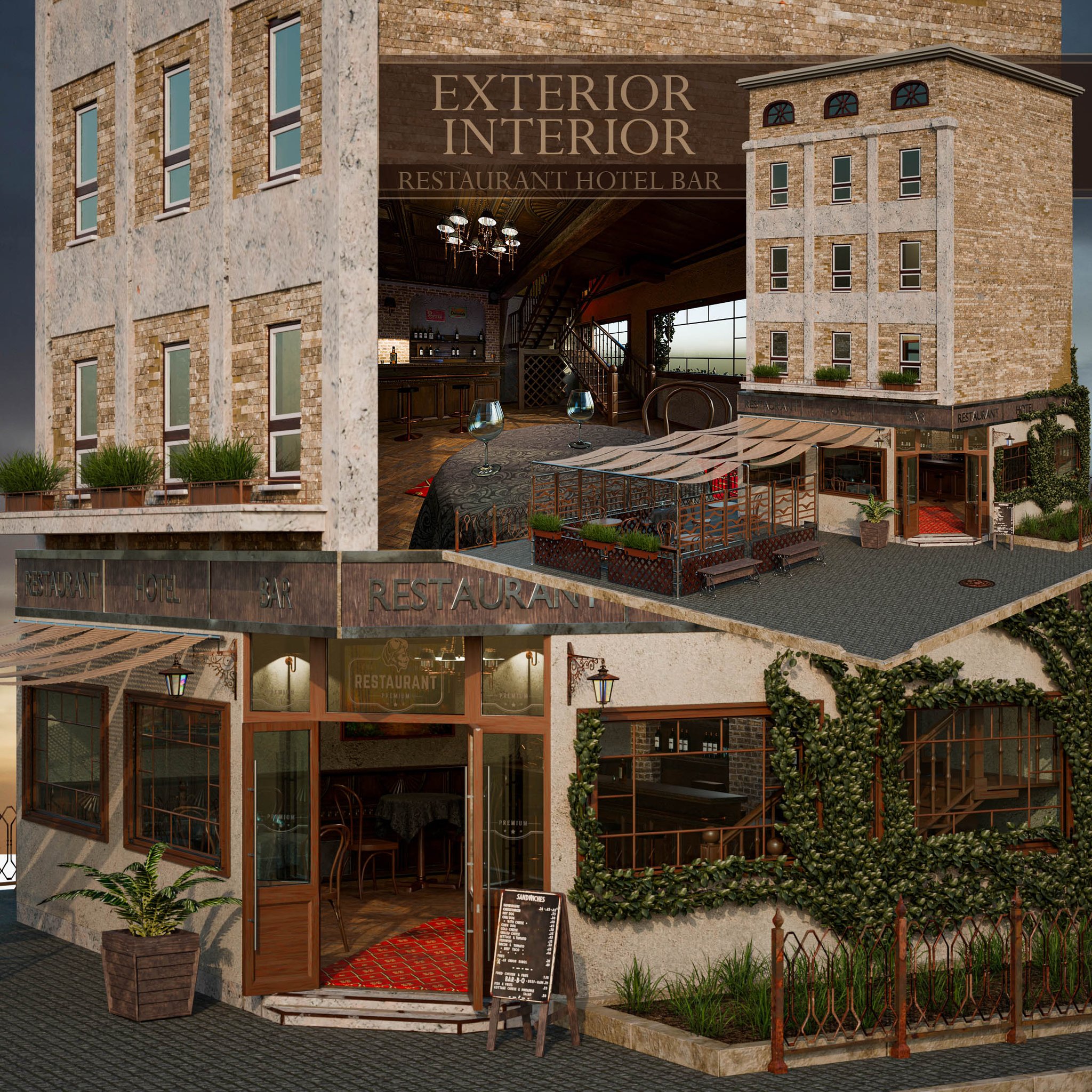 Restaurant hotel bar | Public scenes | BlenderKit