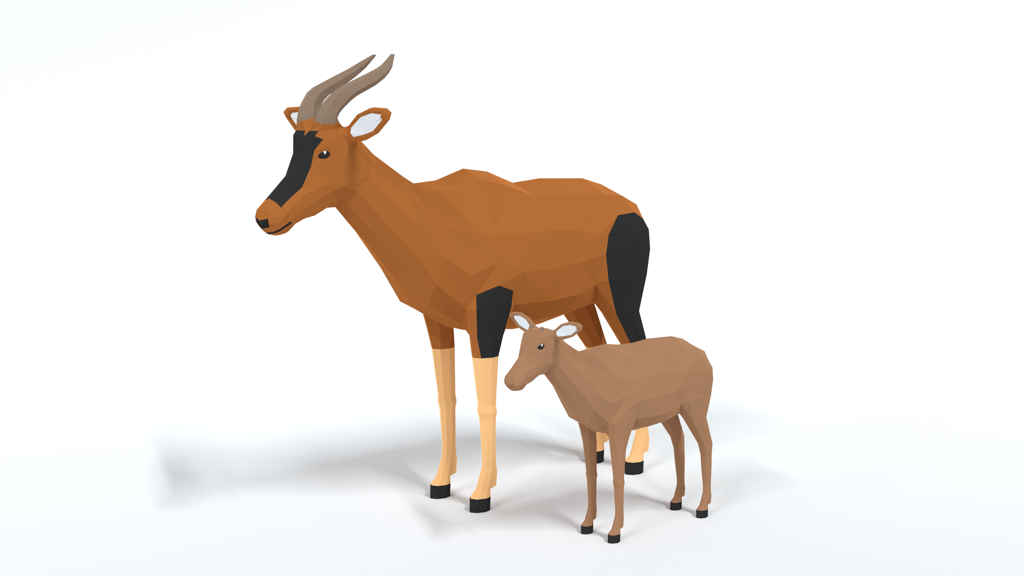 Low Poly Cartoon Topi Antelope | Mammals models | BlenderKit