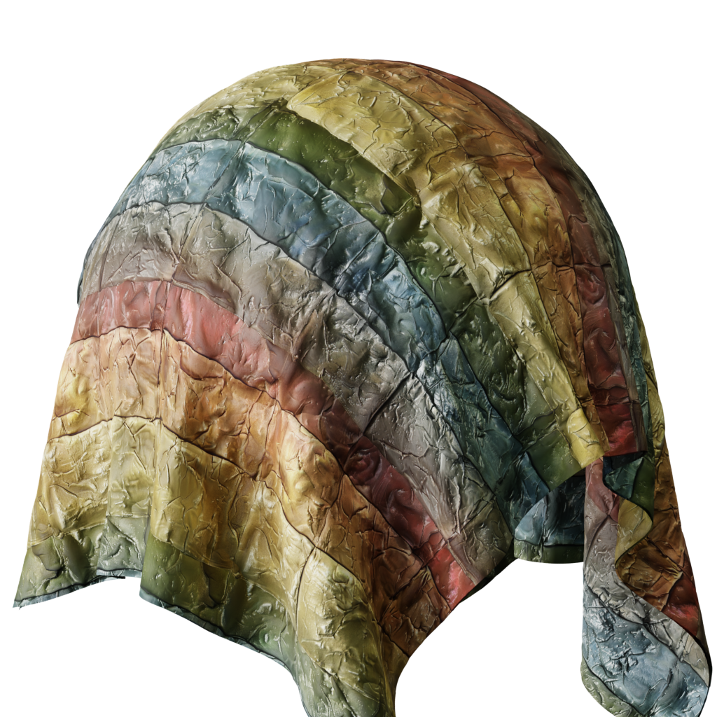 Rainbow used wrinkled folded wax tarp | FREE fabric materials | BlenderKit
