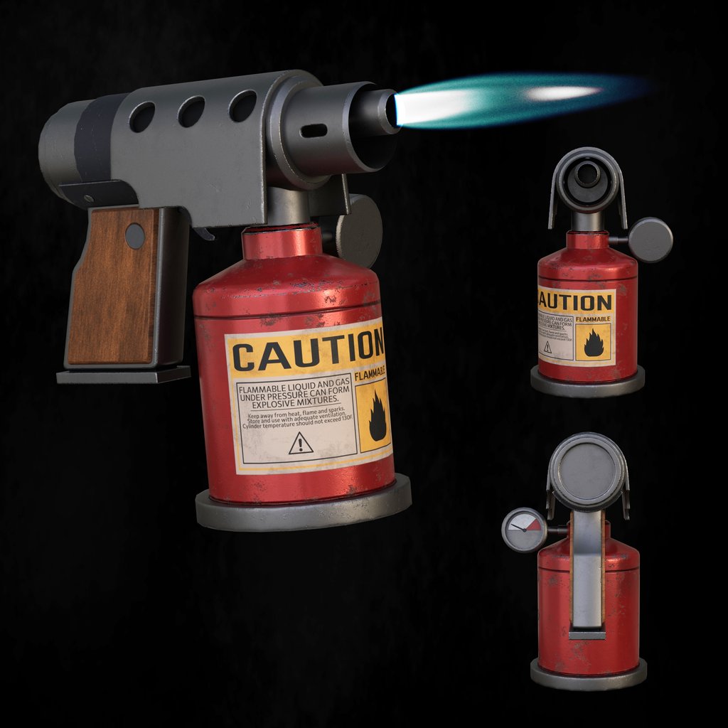 BlenderKit | Download the FREE Stylized Gun - Flame Pistol model