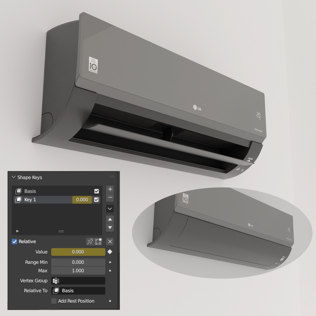 BlenderKit | Download the FREE AC unit LG Dual Inverter Artcool model