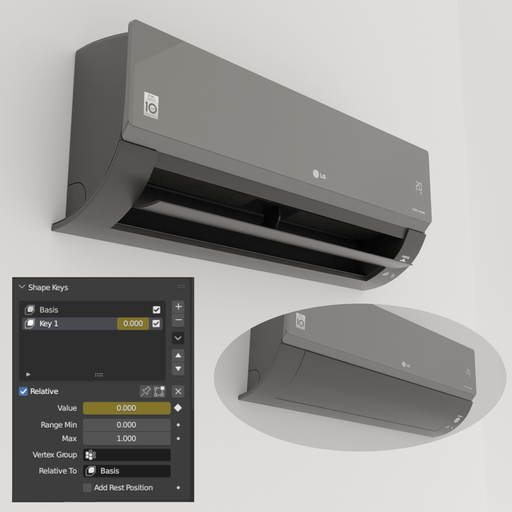 BlenderKit | Download the FREE AC unit LG Dual Inverter Artcool model