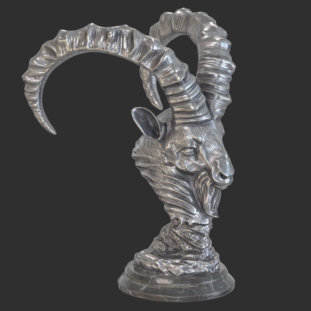 Goat bust steel statue | Interior Sculptures models | BlenderKit