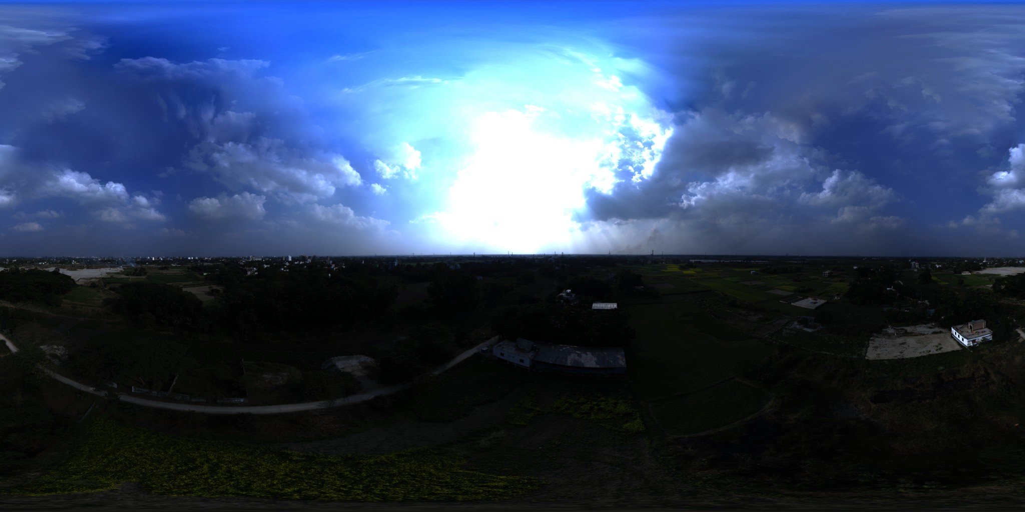 Aerial View of a Rural Countryside Road | Nature HDRis | BlenderKit
